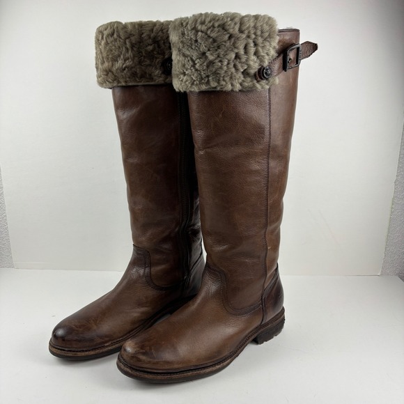 Frye | Shoes | Frye Mara Button Lamb Leather Shearling Lined Tall Over ...